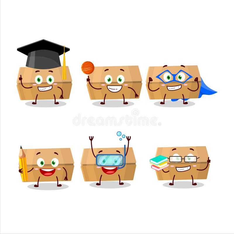 School Student of Food Pack Cartoon Character with Various Expressions ...