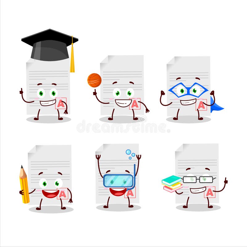School Student of Grades Paper Cartoon Character with Various ...