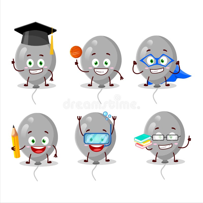School Student of Grey Balloons Cartoon Character with Various ...