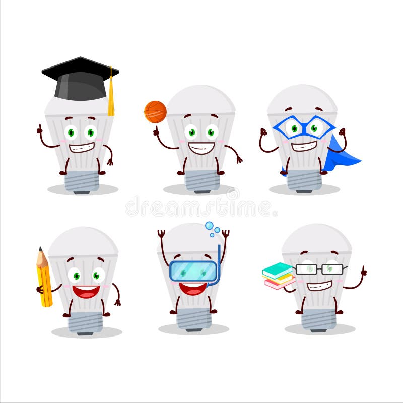 School Student of Led Cartoon Character with Various Expressions Stock ...