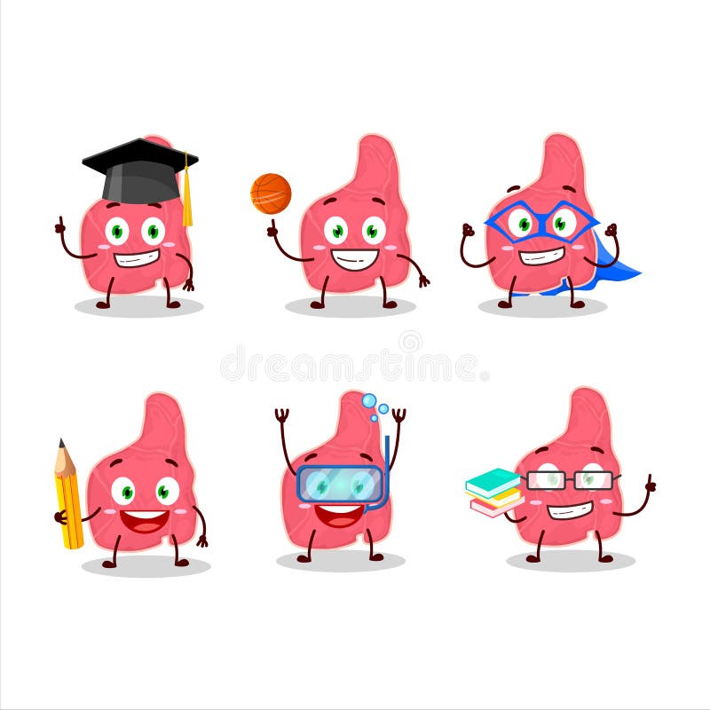 School Student of Prime Rib Cartoon Character with Various Expressions ...