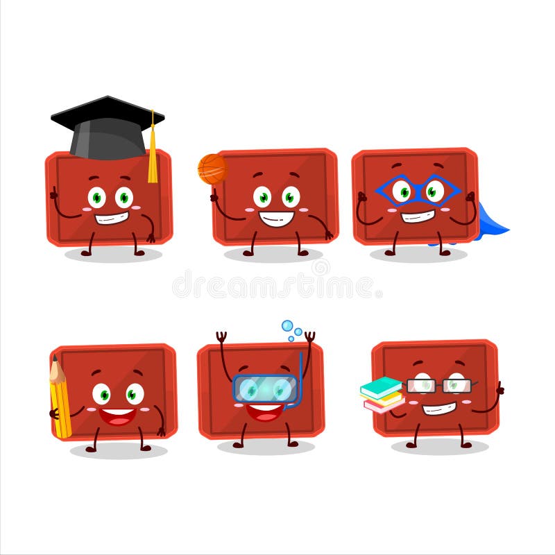 School Student of Red Plastic Tray Cartoon Character with Various ...