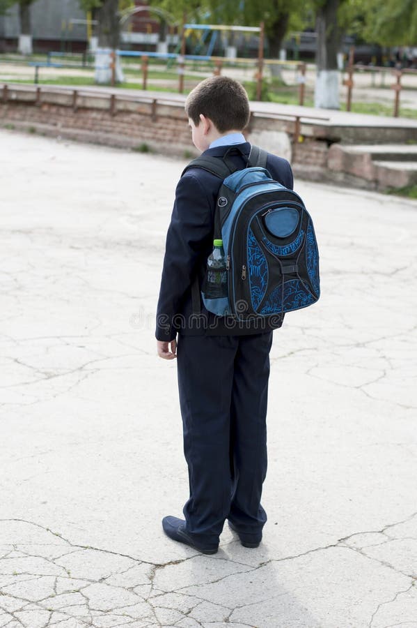 The School Student S Portrait from a Back, after Classes Stock Photo ...