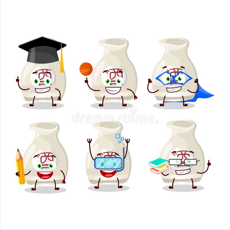 School Student of Sake Drink Cartoon Character with Various Expressions ...