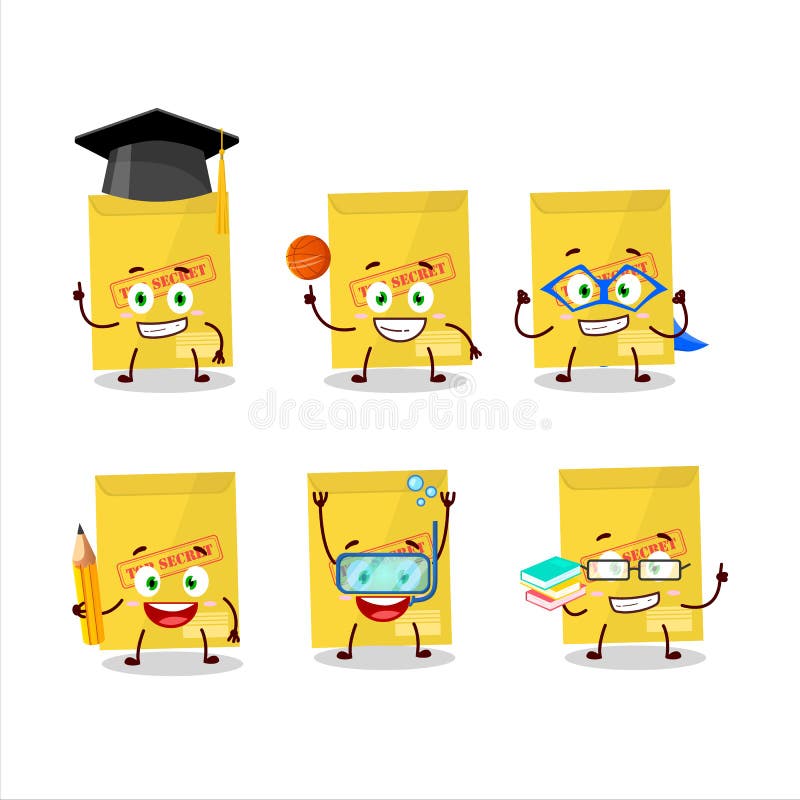 School Student of Secret Document Cartoon Character with Various ...
