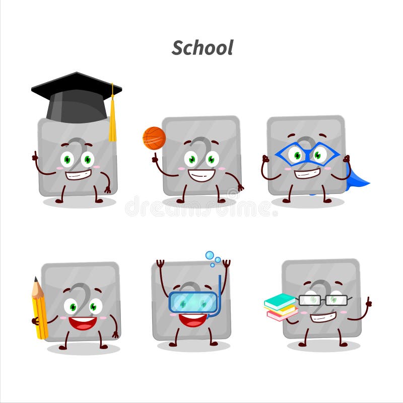 School Student of Silver First Button Cartoon Character with Various ...