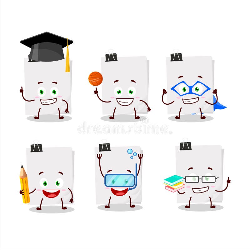 School Student of Sticky Notes Paper White Cartoon Character with ...
