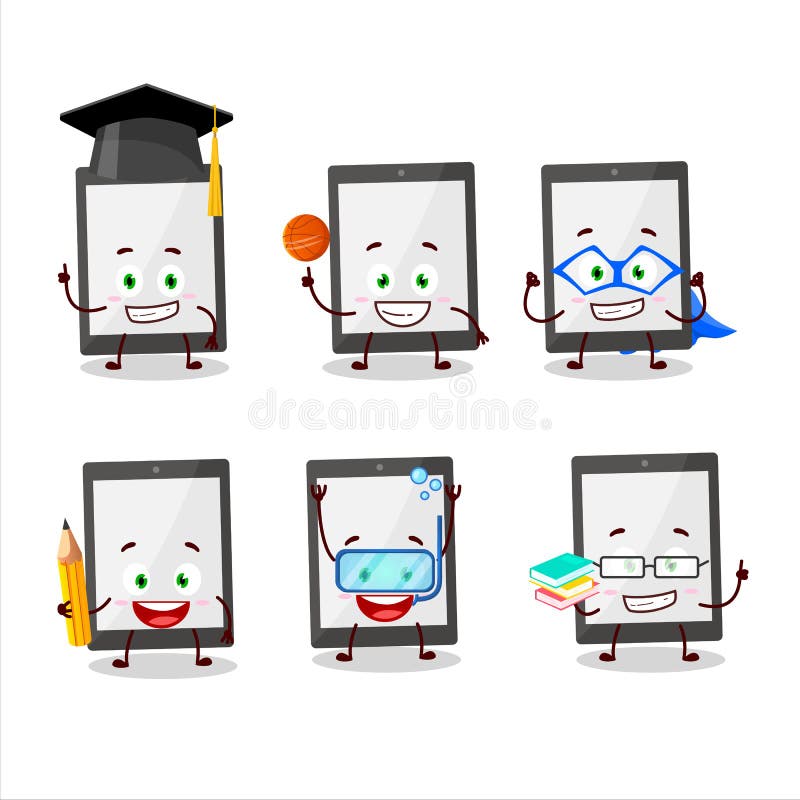 Tablet Cartoon Character with Love Cute Emoticon Stock Vector ...