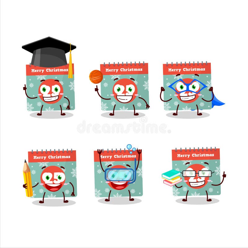School Student of 25th December Calendar Cartoon Character with Various ...