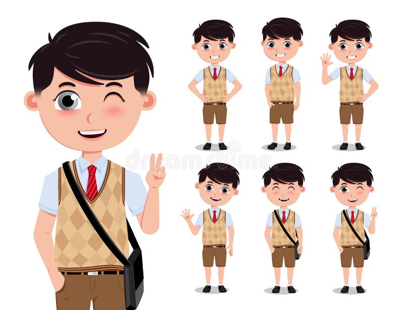 School Students Characters Set. Student Kids Classmates Character for ...