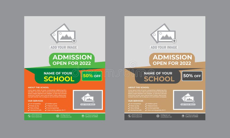School Students Admission Flyer Template Design Stock Vector ...