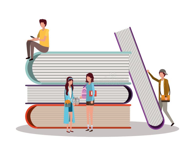 School Students with Books Vector Design Stock Vector - Illustration of ...