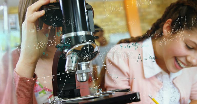 In School, Students Using Microscope and Laughing, Enjoying Science Class Activities Stock Image ...
