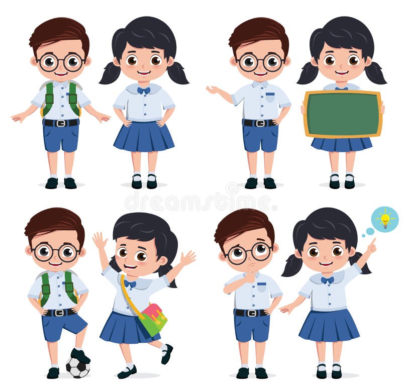 School Students Characters Set. Student Kids Classmates Character for ...
