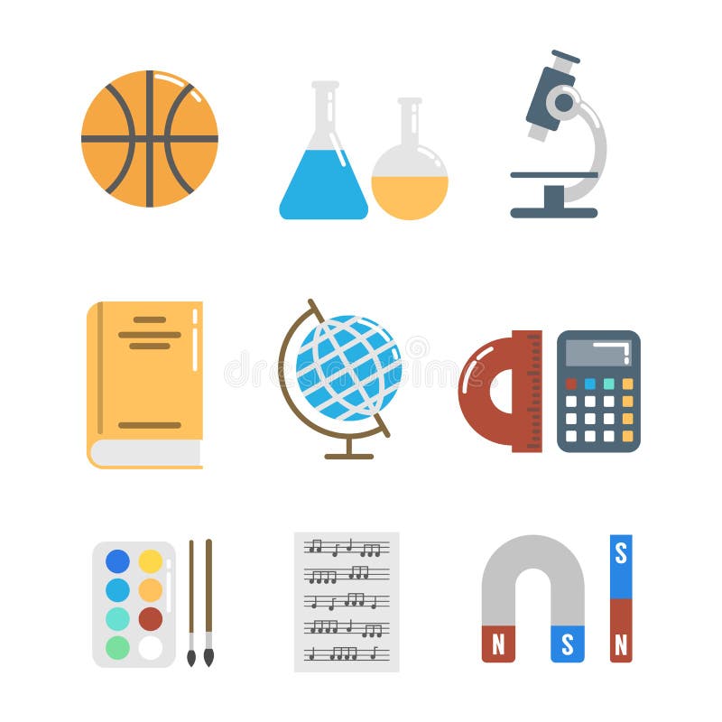 Icons Set for School and Office Work. Stock Vector - Illustration of ...