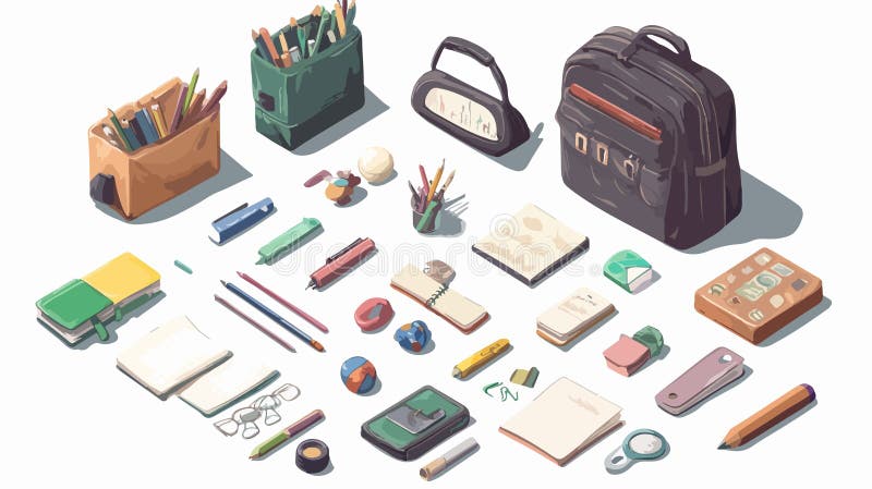 School Stuff Vector Illustration. Stock Vector - Illustration of format ...