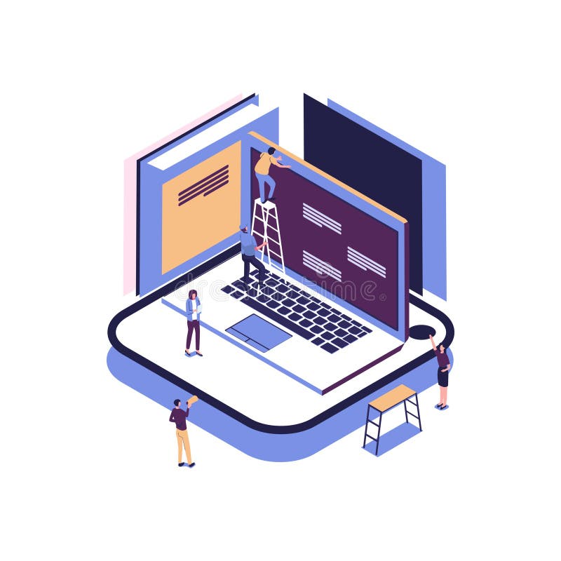 School Subject Computing Flat Style Isometric Illustration Vector Design Stock Vector ...