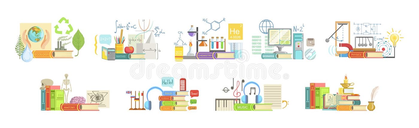 School Subject Set Stock Illustrations – 4,825 School Subject Set Stock ...