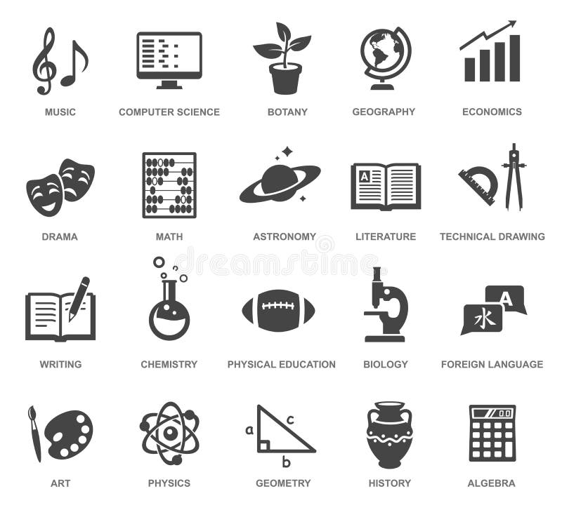 Vector School Subjects Icons Set Stock Vector - Illustration of ...