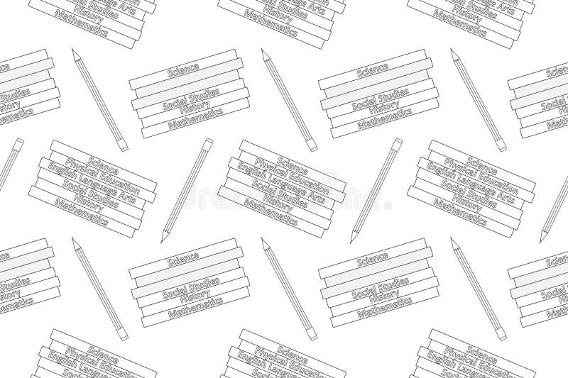 School Subjects Books and Pencils Pattern Stock Vector - Illustration ...