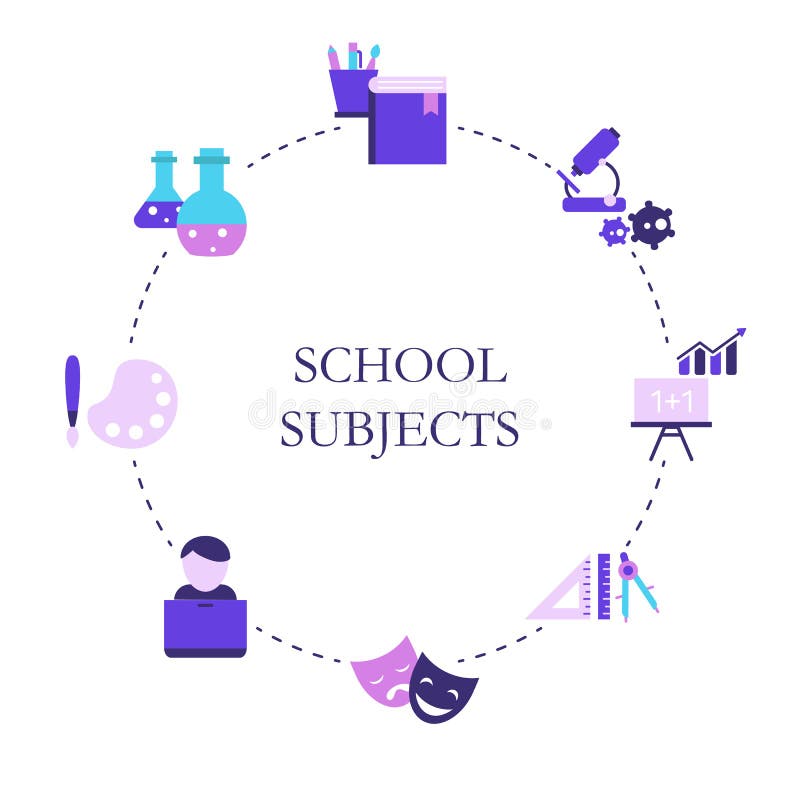 School subjects icon set stock vector. Illustration of discover - 120832357