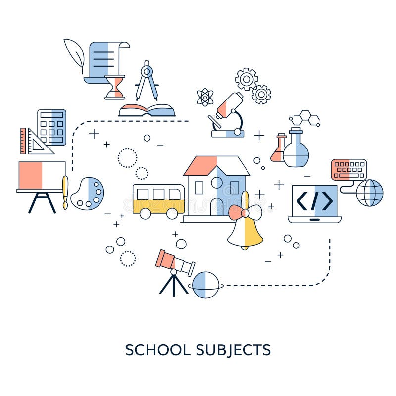 School Subjects Design Concept Stock Vector - Illustration of globe ...