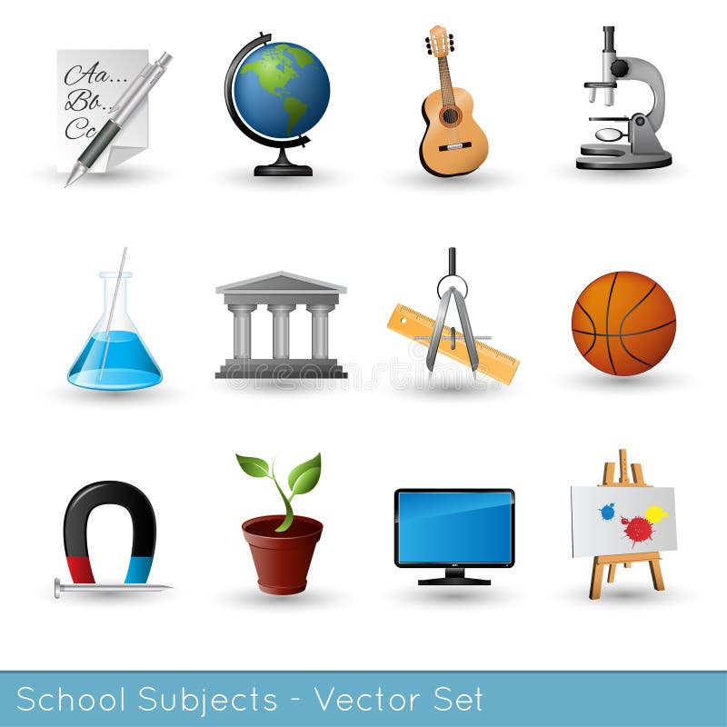 School subjects icons stock vector. Illustration of subjects - 41769690