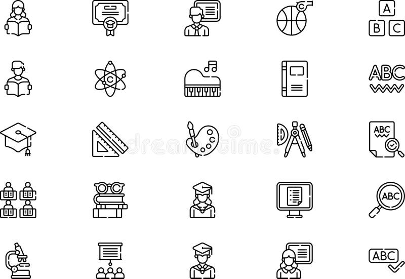 School Subjects Icons Collection is a Vector Illustration with Editable ...