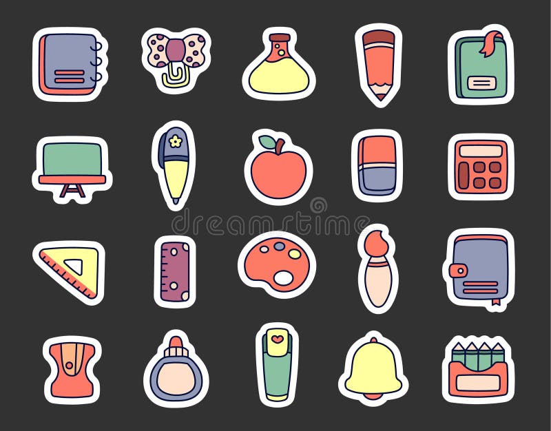 School Subjects. Sticker Bookmark Stock Illustration - Illustration of ...