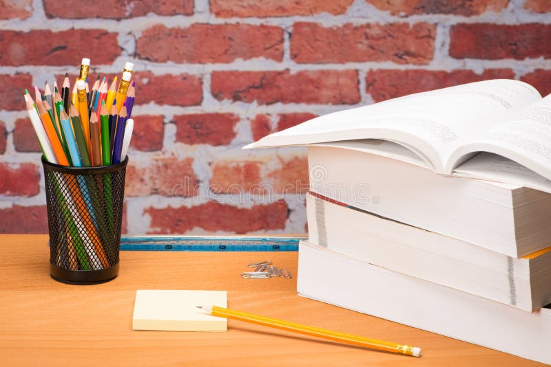 School Supplies with Adhesive Note Stock Image - Image of concept, note ...