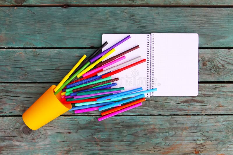 School Supplies. Back To School Design Elements. Colorful Markers and ...