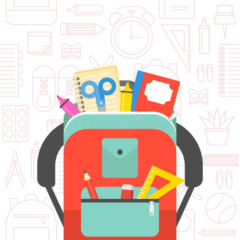 School Supplies and School Bag , Back To School Theme Stock Vector ...