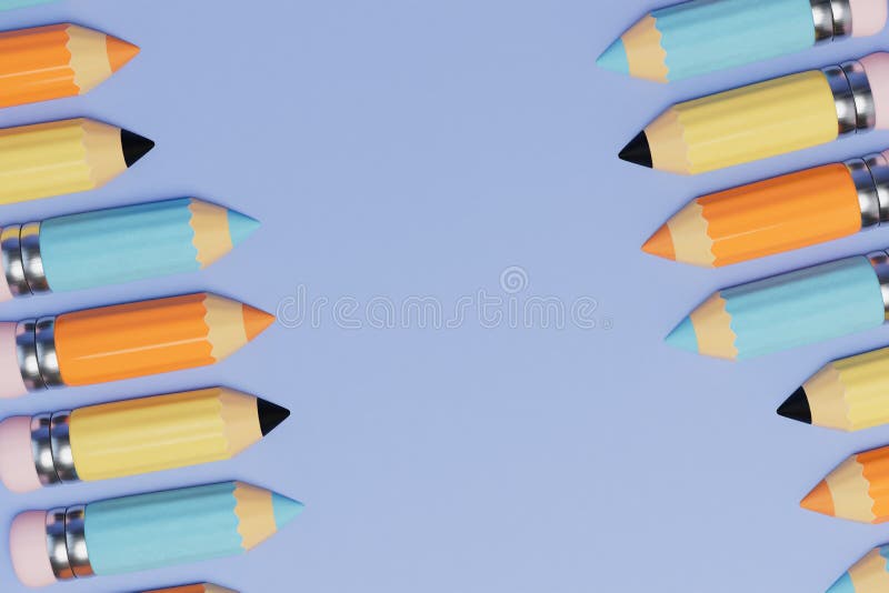 School Supplies. Colored Pencils Placed Opposite Each Other. Copy Paste ...