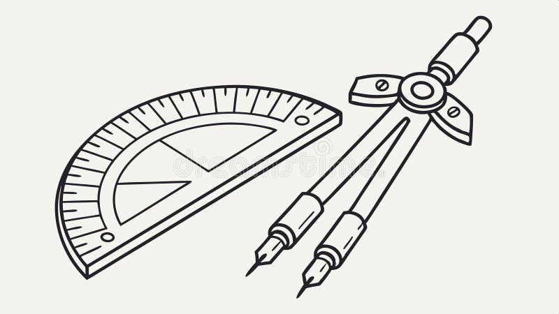 School Supplies Compass and Ruler, Geometry Tools Vector Design ...