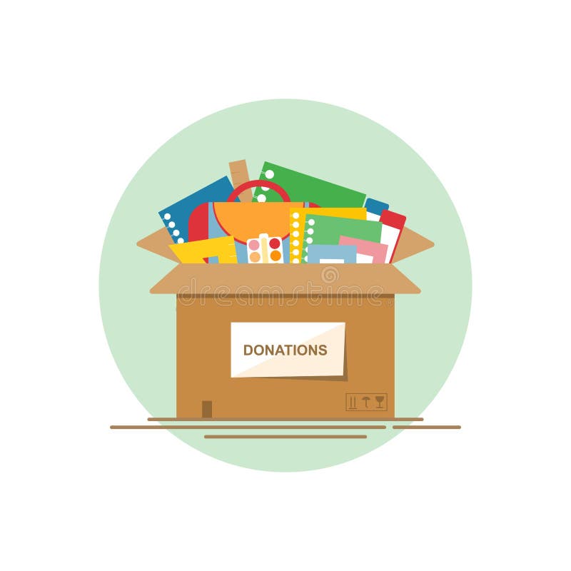 School supplies donation 1 stock vector. Illustration of kids - 187924009