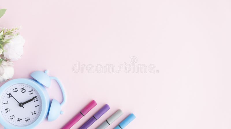 School Supplies Double Side Border. Top View Isolated on a White ...