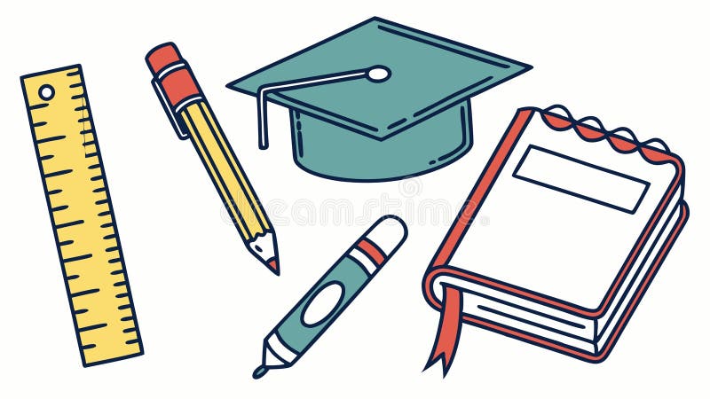 School Supplies, Globe, Graduation Cap. Academic Success, Global Learning. Vector Design ...