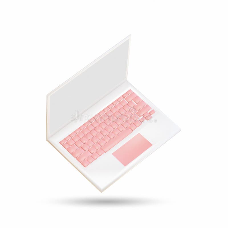 School Supplies Icon. White Laptop with Pink Keyboard Stock ...