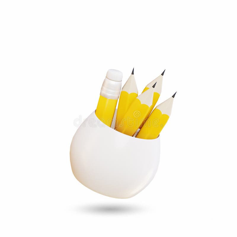 School Supplies Icon. Yellow Pencils in Basket Stock Illustration ...