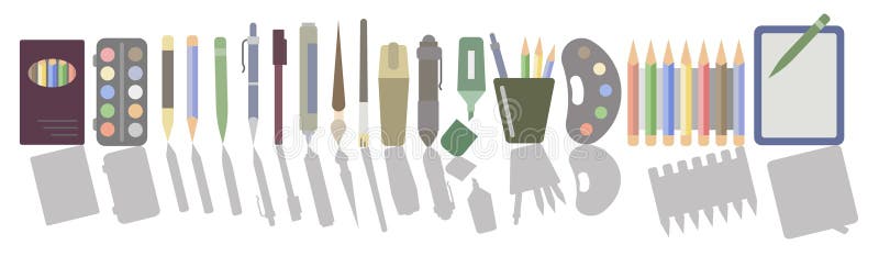 School Supplies Icons Collection. Colored School Icons Stock Vector ...