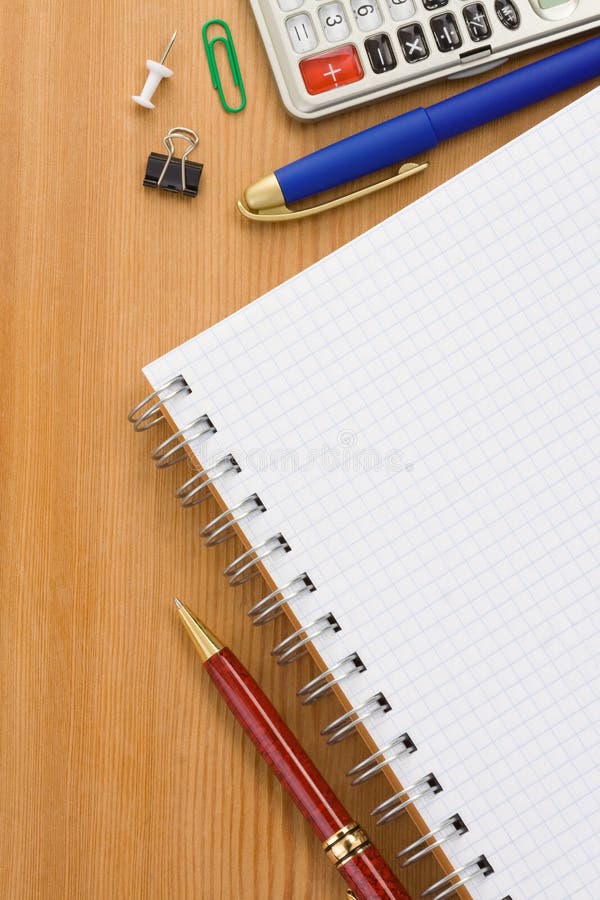 School Supplies and Paper Notepad Stock Image - Image of sheet, silver ...