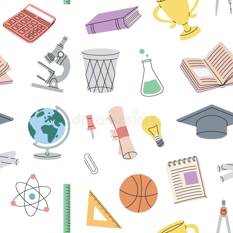 School Supplies Pattern. School Accessories Seamless Banner. Back To ...