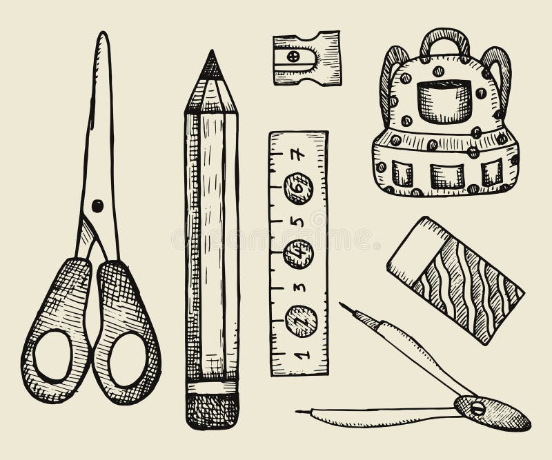School Supplies. Stationery Goods Vector Stock Vector - Illustration of ...
