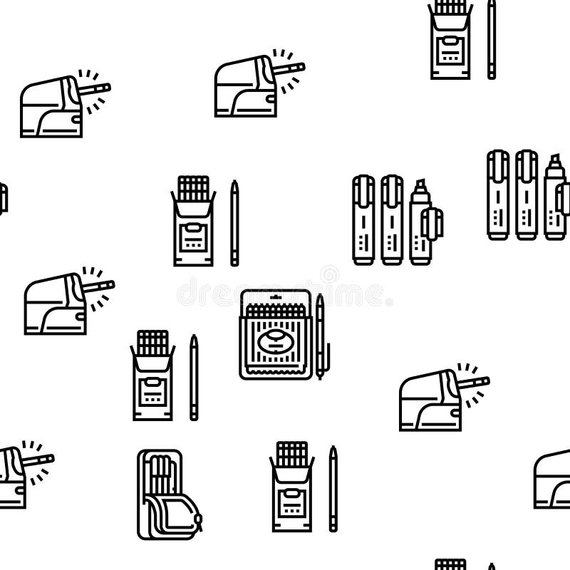 School Supplies Stationery Tools Vector Seamless Pattern Stock Vector ...