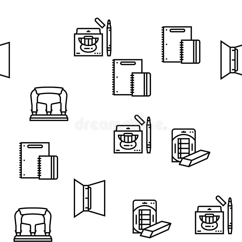 School Supplies Stationery Tools Vector Seamless Pattern Stock Vector ...