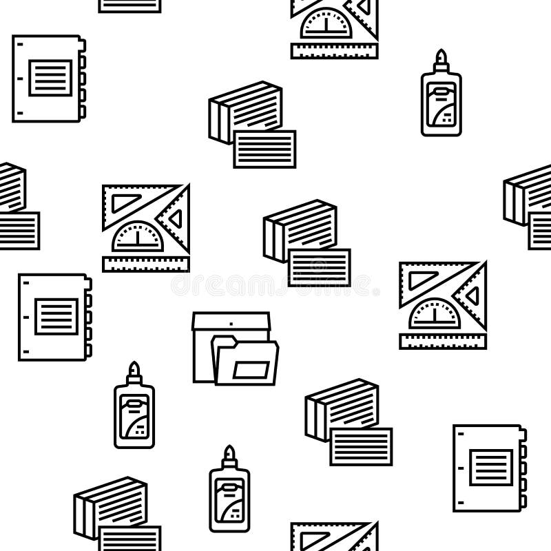 School Supplies Stationery Tools Vector Seamless Pattern Stock Vector ...