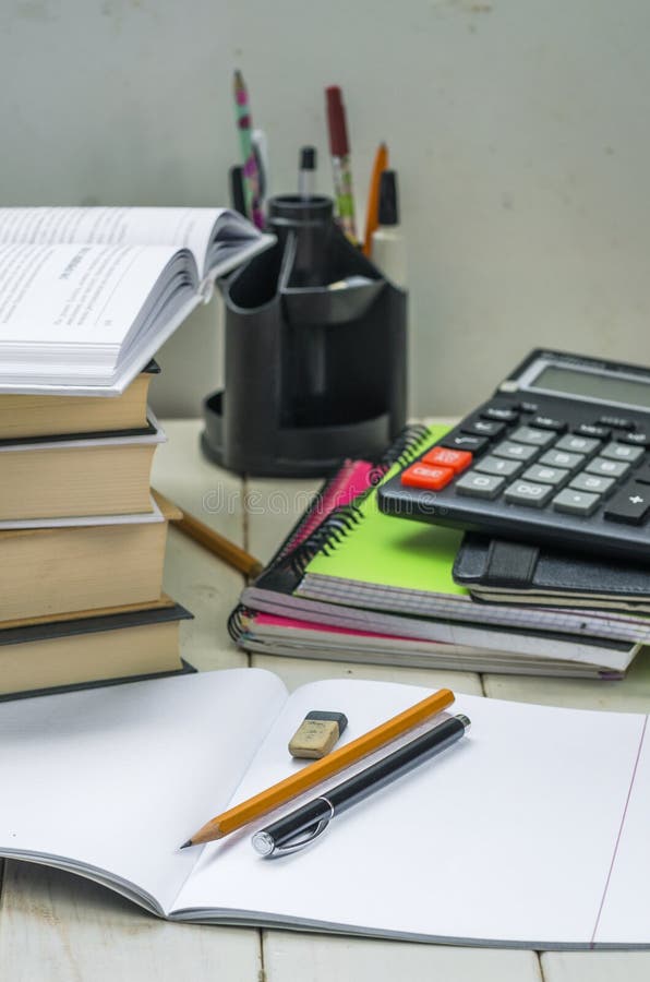 School Supplies on the Table Stock Photo - Image of eraser, isolated ...