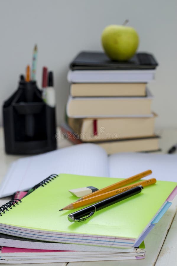 School Supplies on the Table Stock Image - Image of book, accessories ...