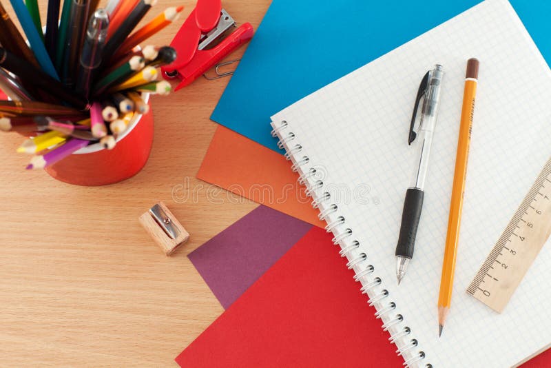 School Supplies on the Table Stock Photo - Image of graph, wood: 75348574