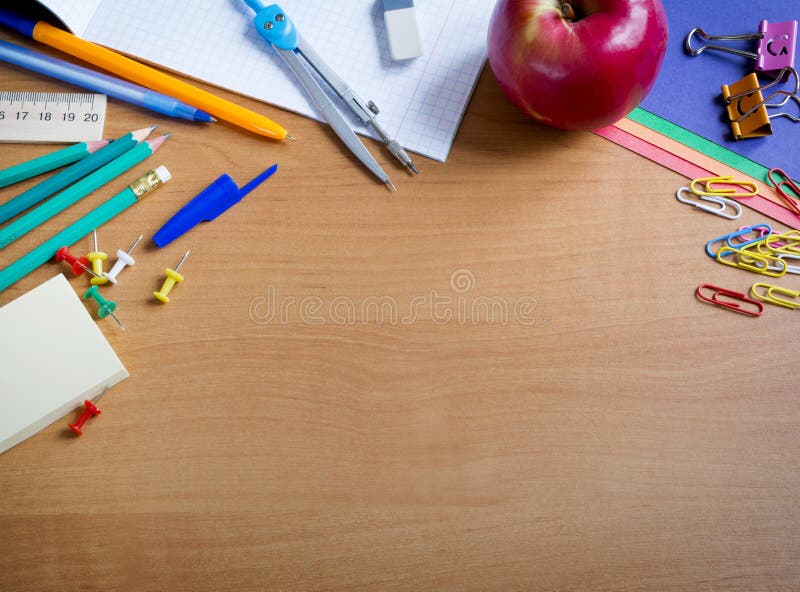 School Supplies on the Table Stock Image - Image of colored, studio ...
